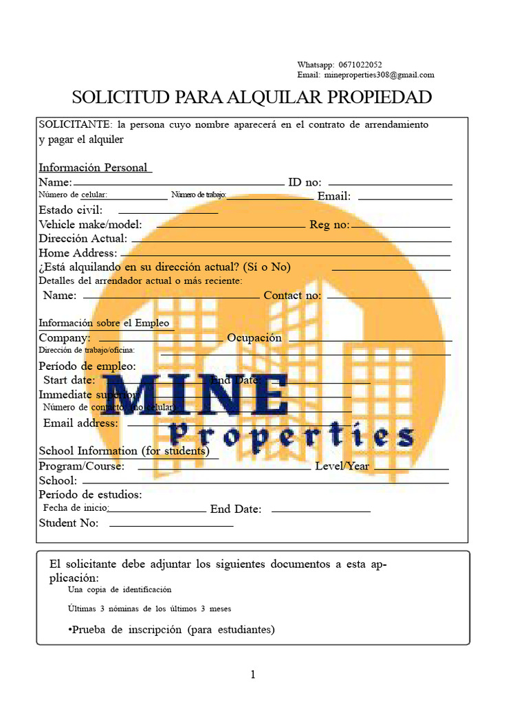 Formulario de Solicitud de Alquiler-1 | PDF