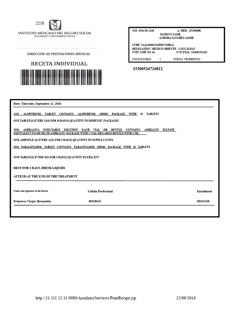 IMSS Recipe Editable | PDF
