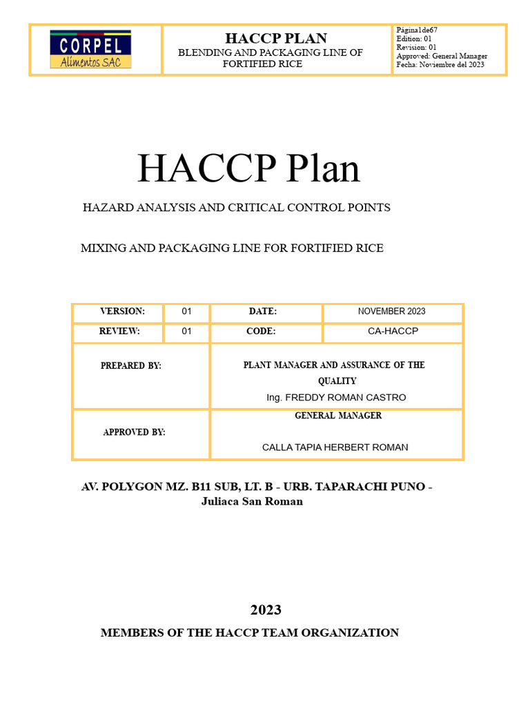 Haccp Fortified Rice | PDF | Food Safety
