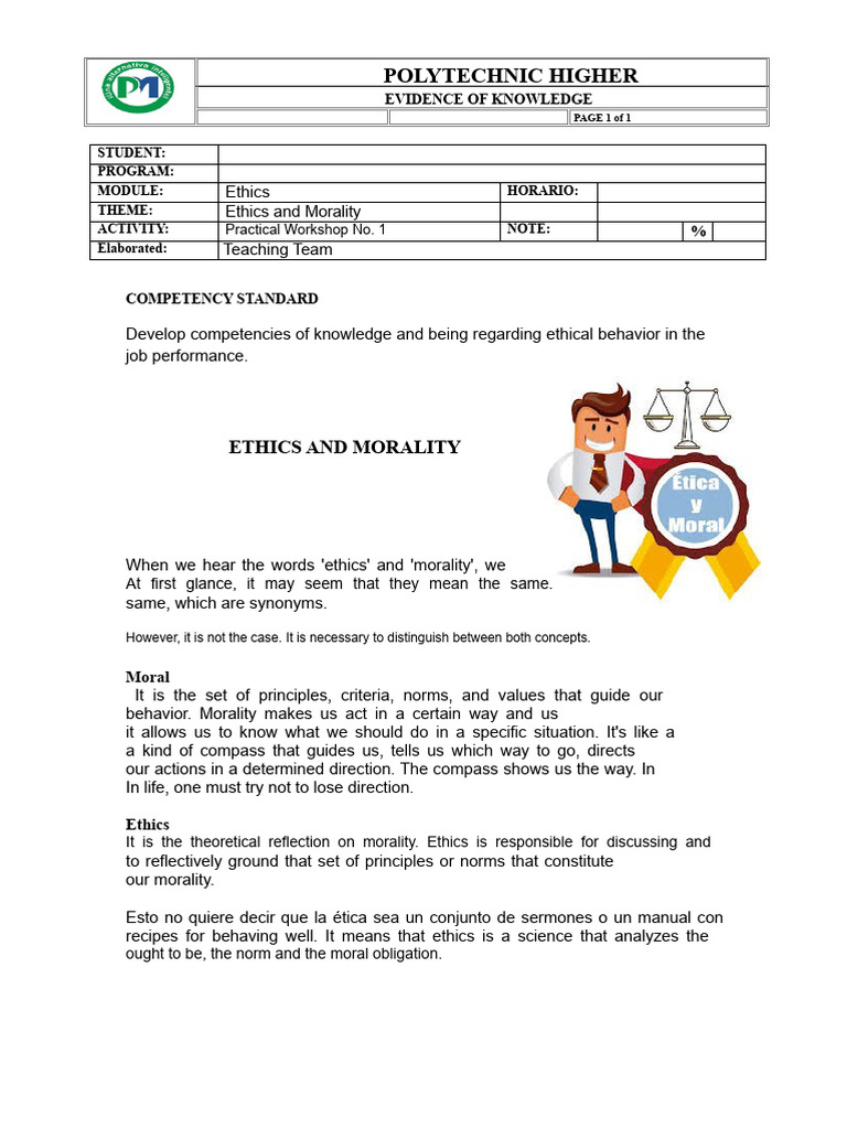 Workshop Ethics Morals Values | PDF | Morality | Value (Ethics)