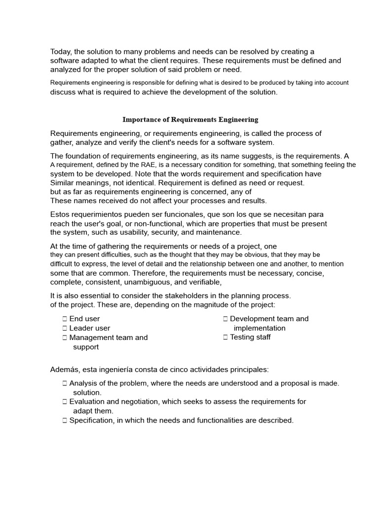 Importance of requirements engineering | PDF | Software | Engineering