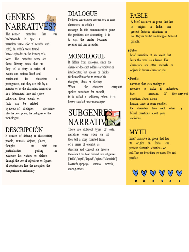 Brochure About Narrative Genres | PDF | Narrative | Legends
