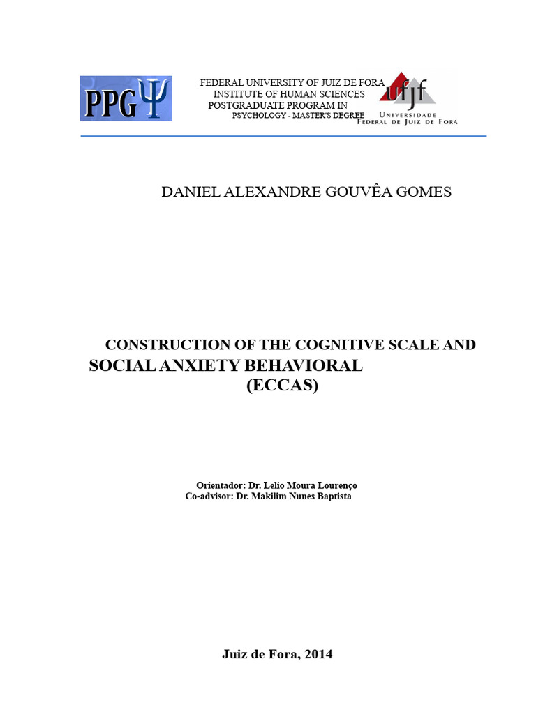 ECCAS: Cognitive Scale for Social Anxiety | PDF | Anxiety | Social ...