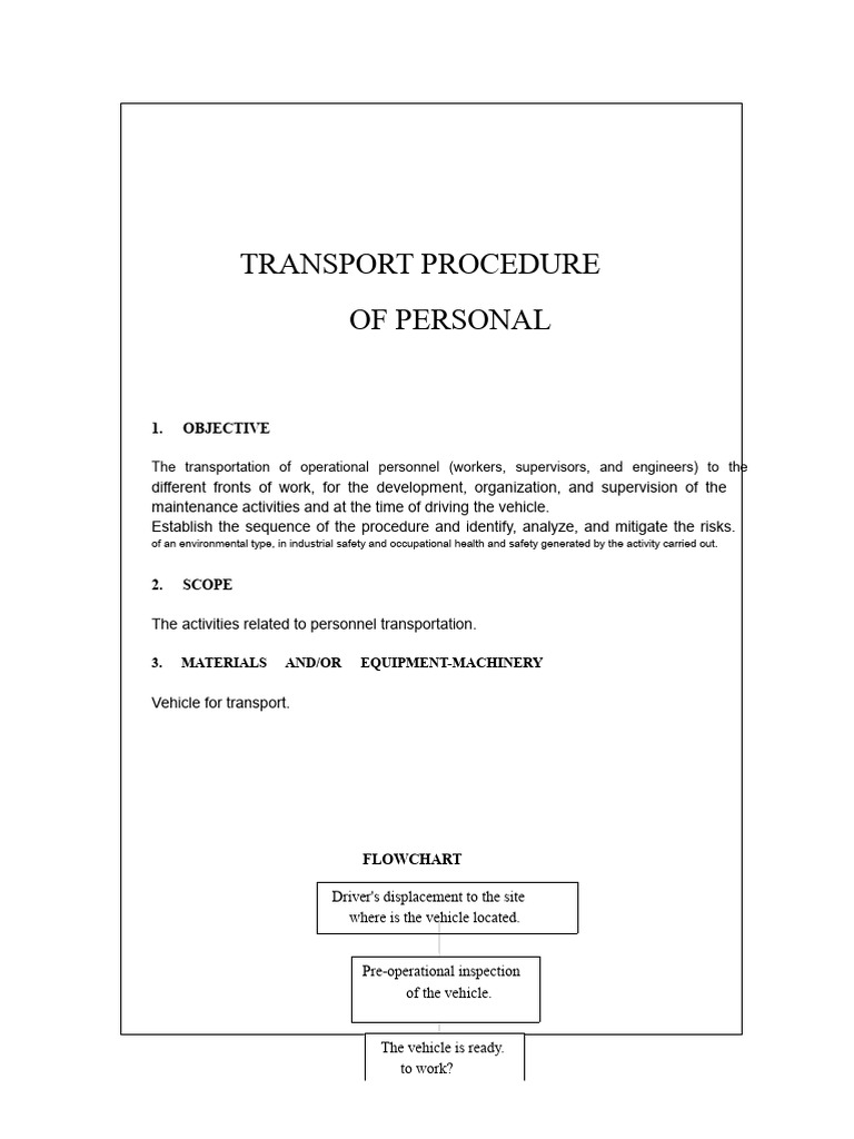 Personnel Transport Procedure | PDF | Transport | Safety