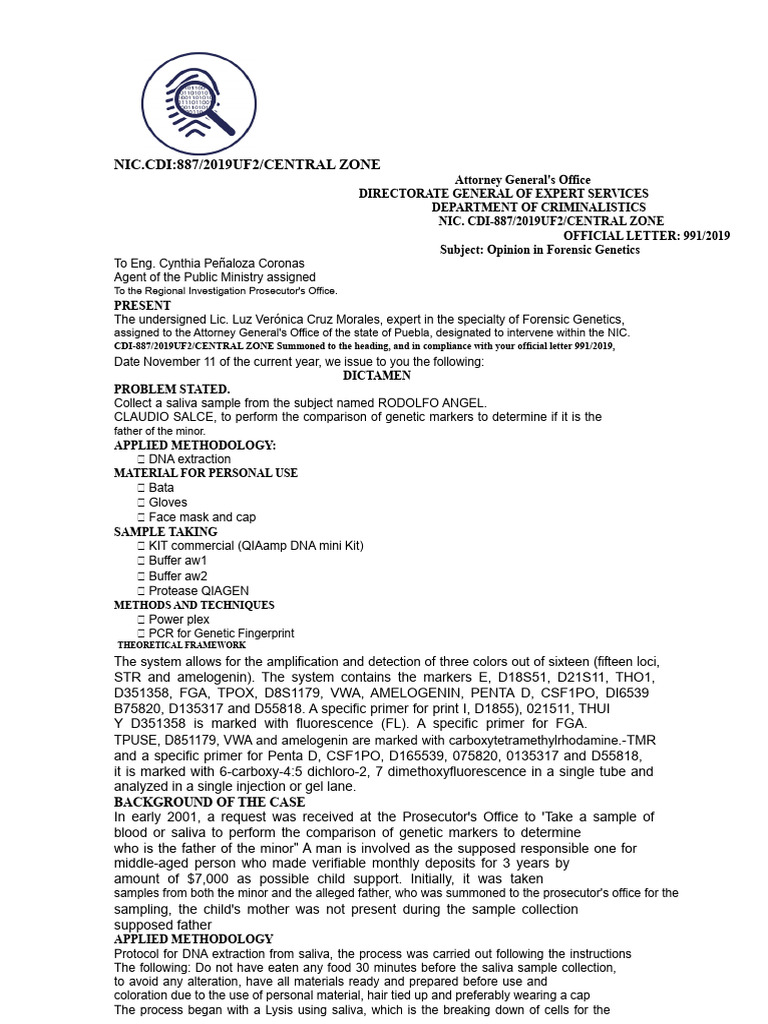 Genetic Report | PDF | Dna Profiling | Polymerase Chain Reaction