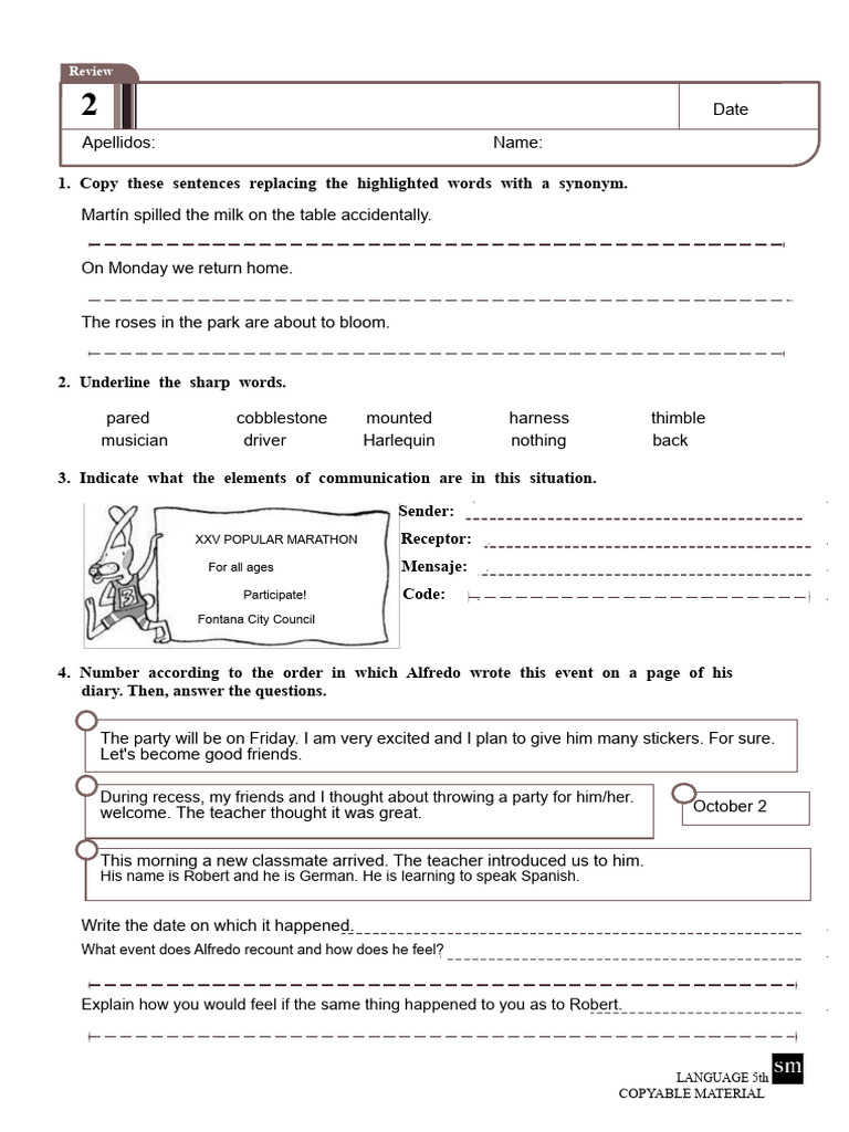 Language Review 5th Grade Topic 2 | PDF