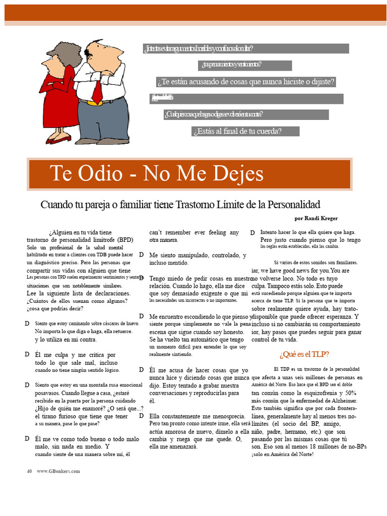 ¡TLP Te Odio, No Me Dejes! | PDF | Trastorno límite de la personalidad ...