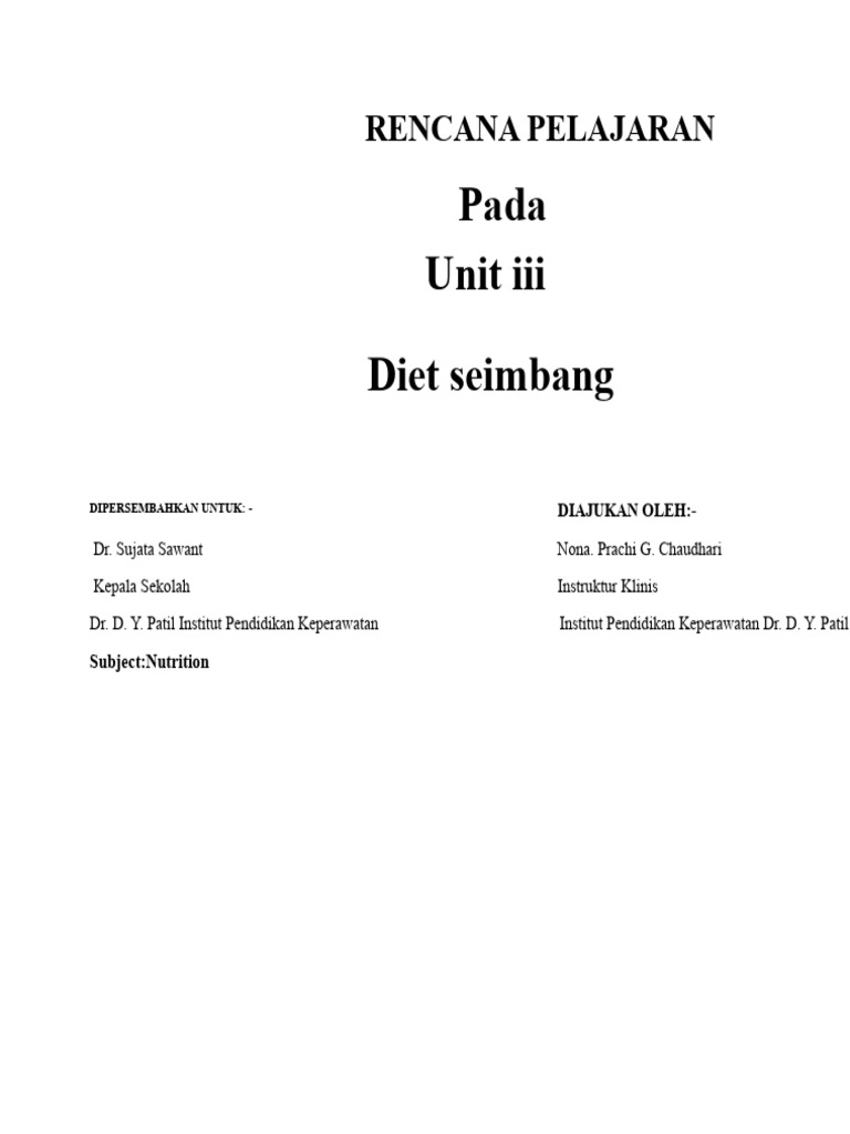 Nilai Gizi Diet Seimbang, Perhitungan Untuk Berbagai Kategori Orang ...