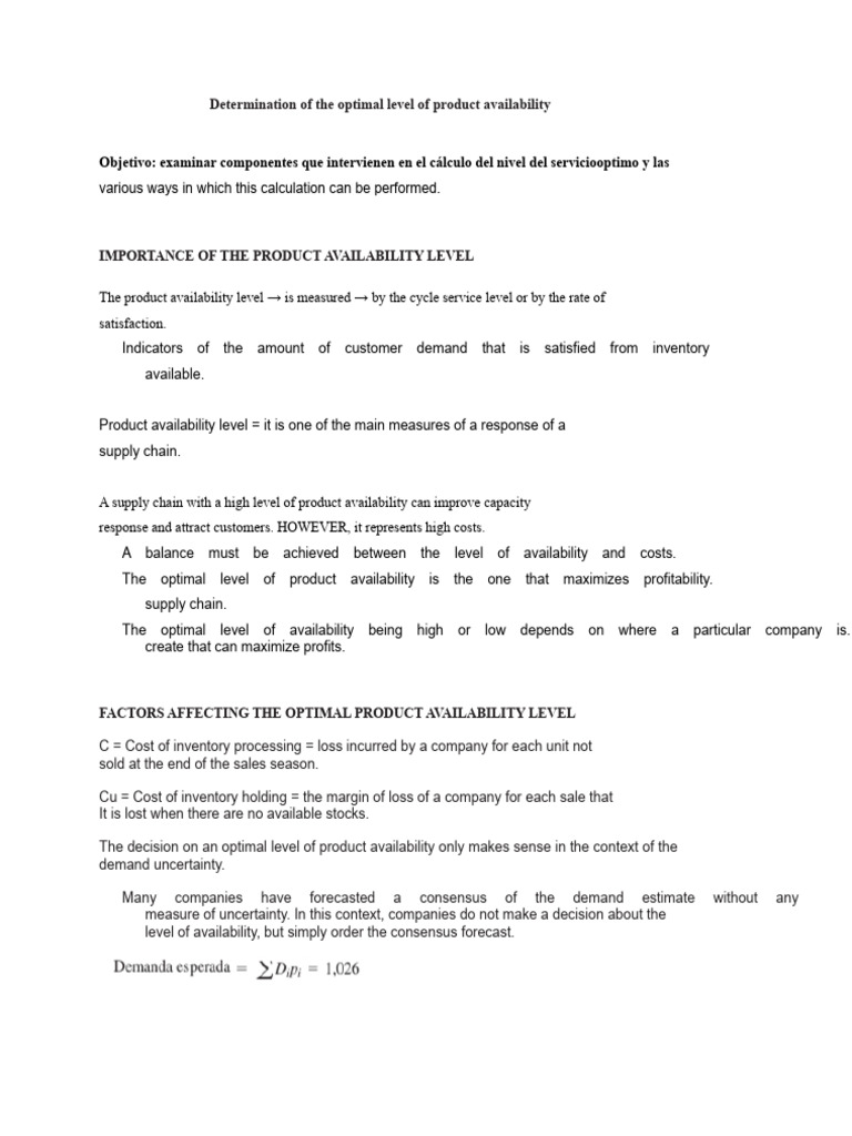 Chapter 13. Determination of The Optimal Level of Product Availability ...