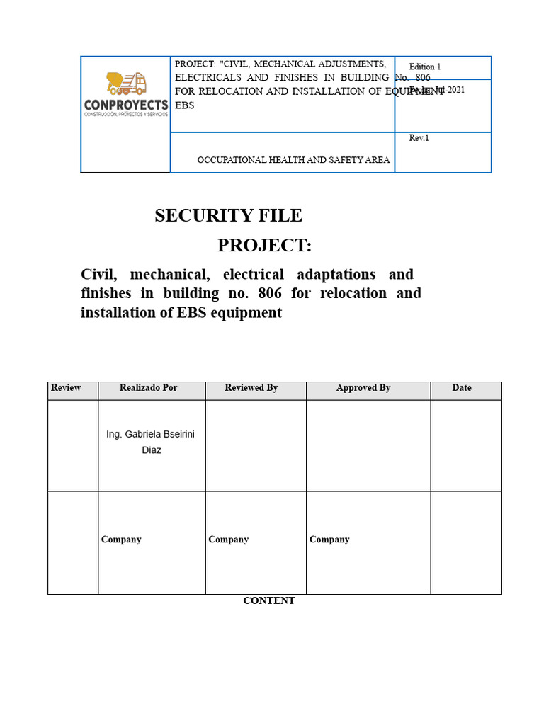 Building 806 Equipment Relocation Project | PDF | Safety | Occupational ...