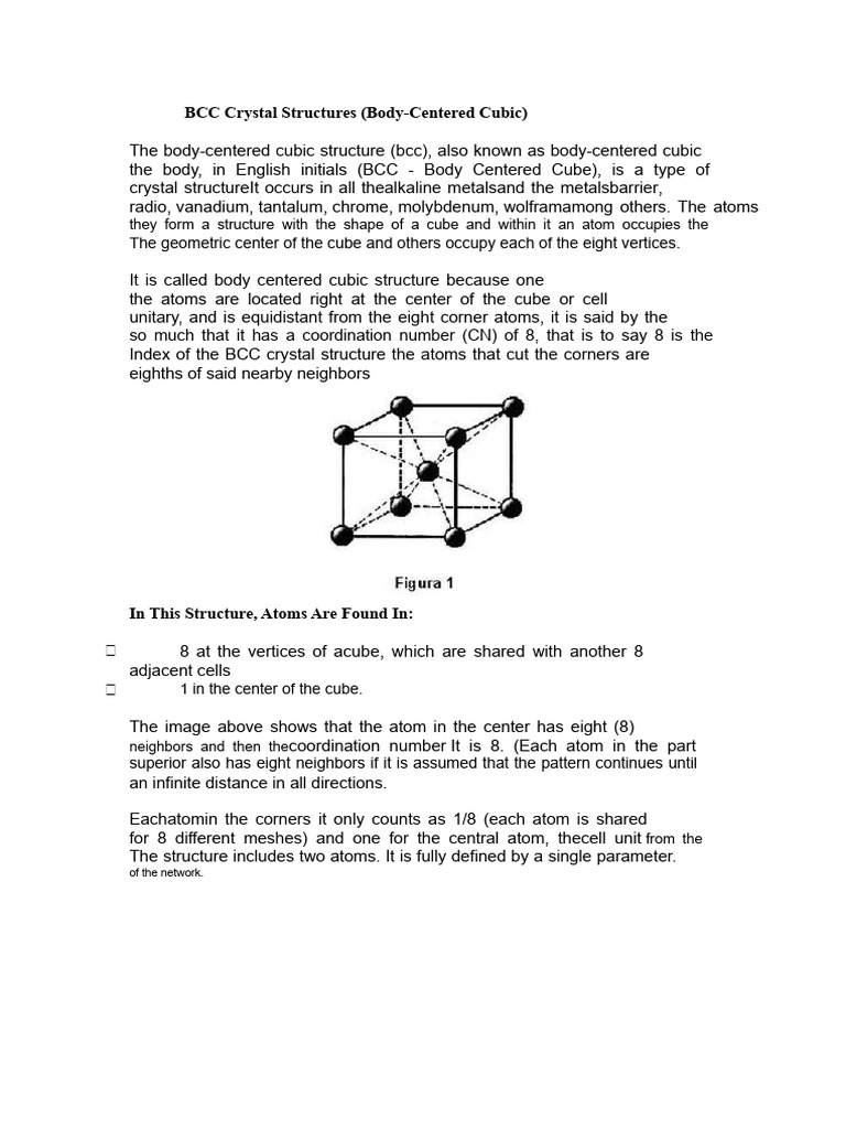 BCC Crystal Structures | PDF | Crystal Structure | Phases Of Matter