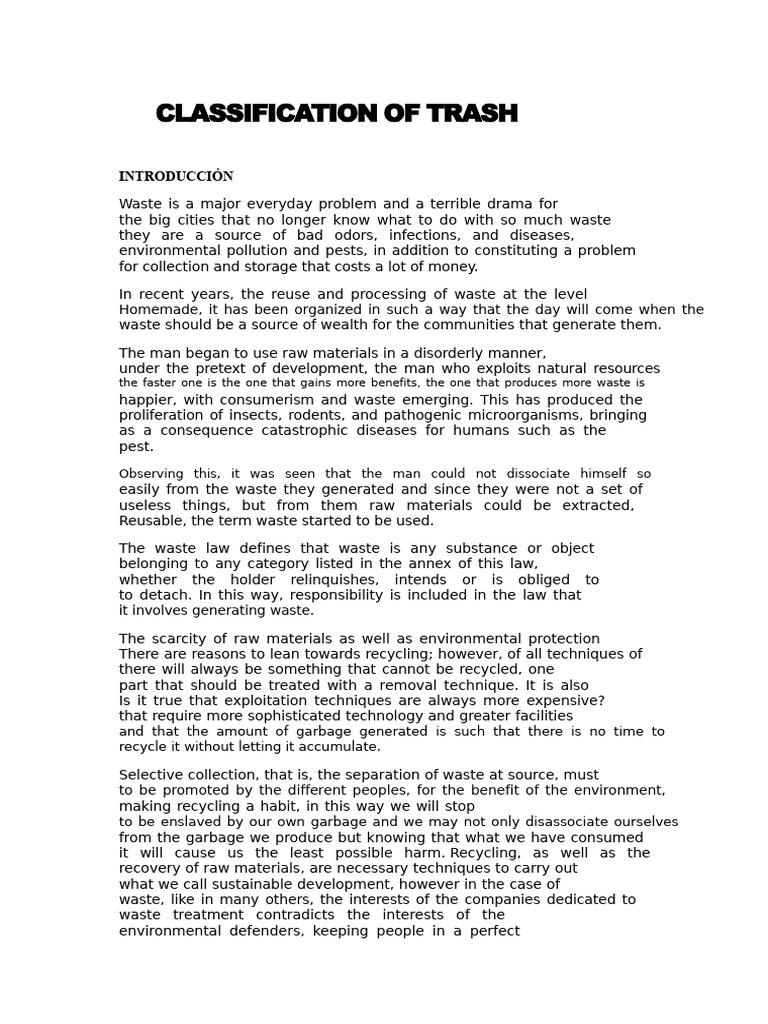 Classification of Waste Work | PDF | Waste | Recycling