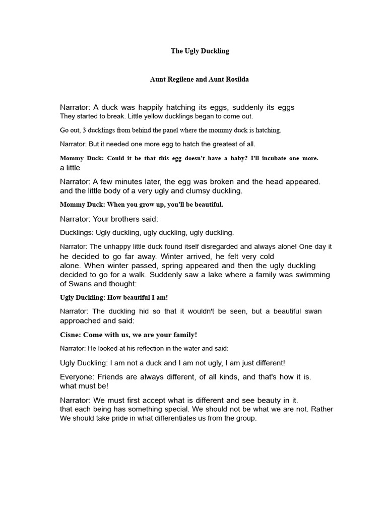 The Ugly Duckling - Regilene and Rosilda Theater | PDF | Duck | The ...