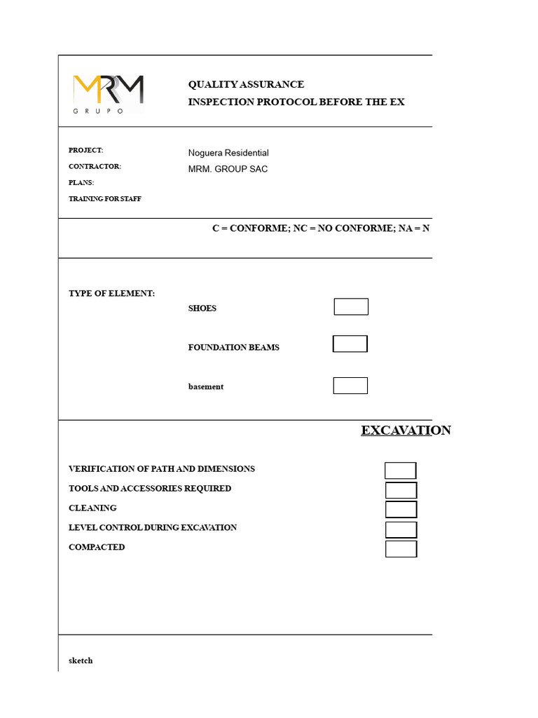 Quality Protocol For Carrying Out Excavations | PDF