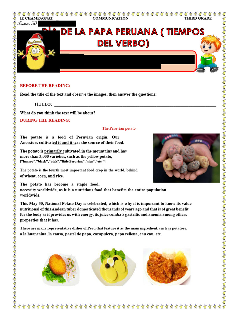 Card 127 The Day of The Peruvian Potato - Verb Tenses Communication ...