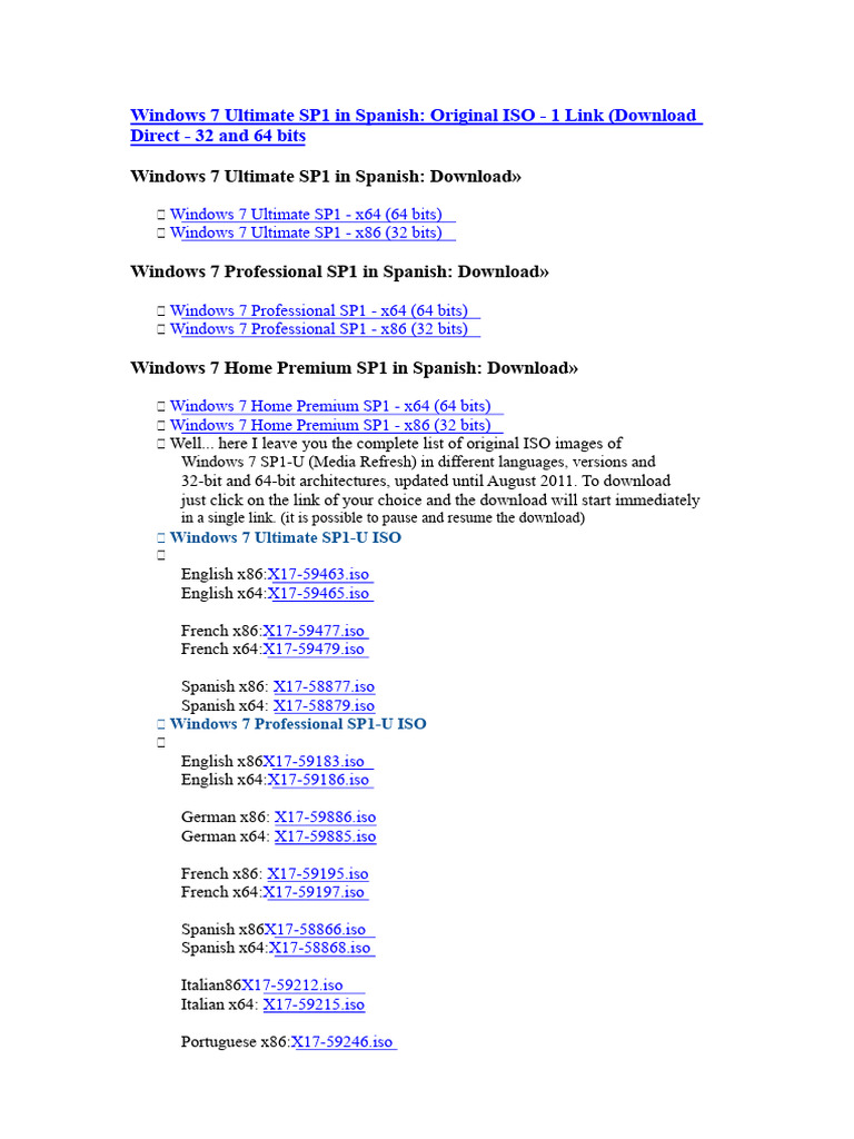 Download Windows 7 SP1 Spanish ISO | PDF | Windows 7 | Microsoft Software