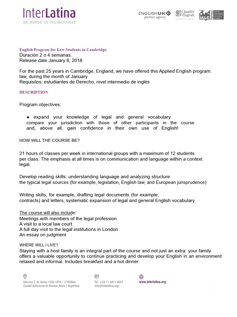 Cambridge English Program for Law Students | PDF
