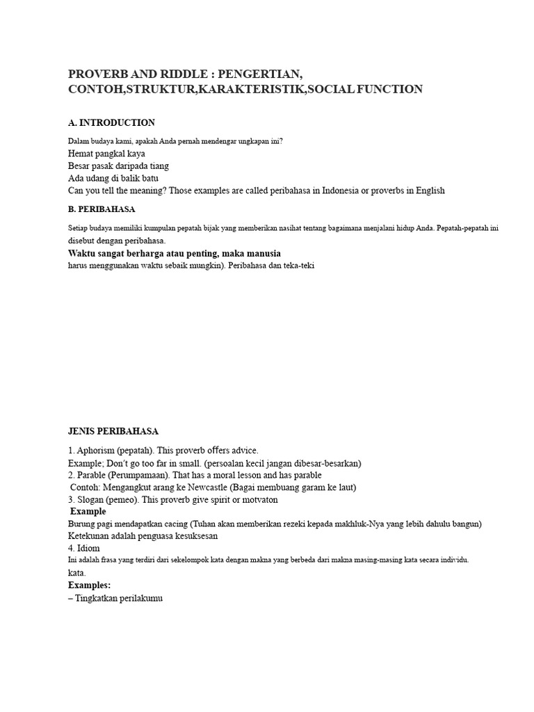 PERIBAHASA DAN TEBAK-TEBAKAN | PDF