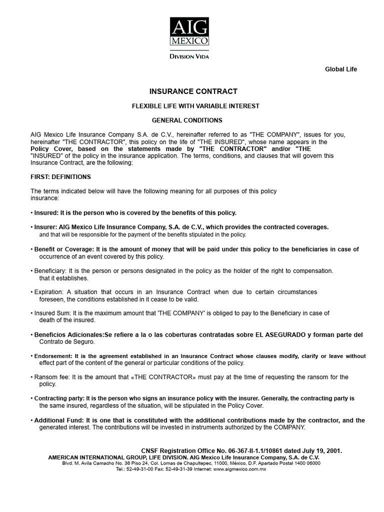 Global Life Insurance Contract Overview | PDF | Insurance | Life Insurance