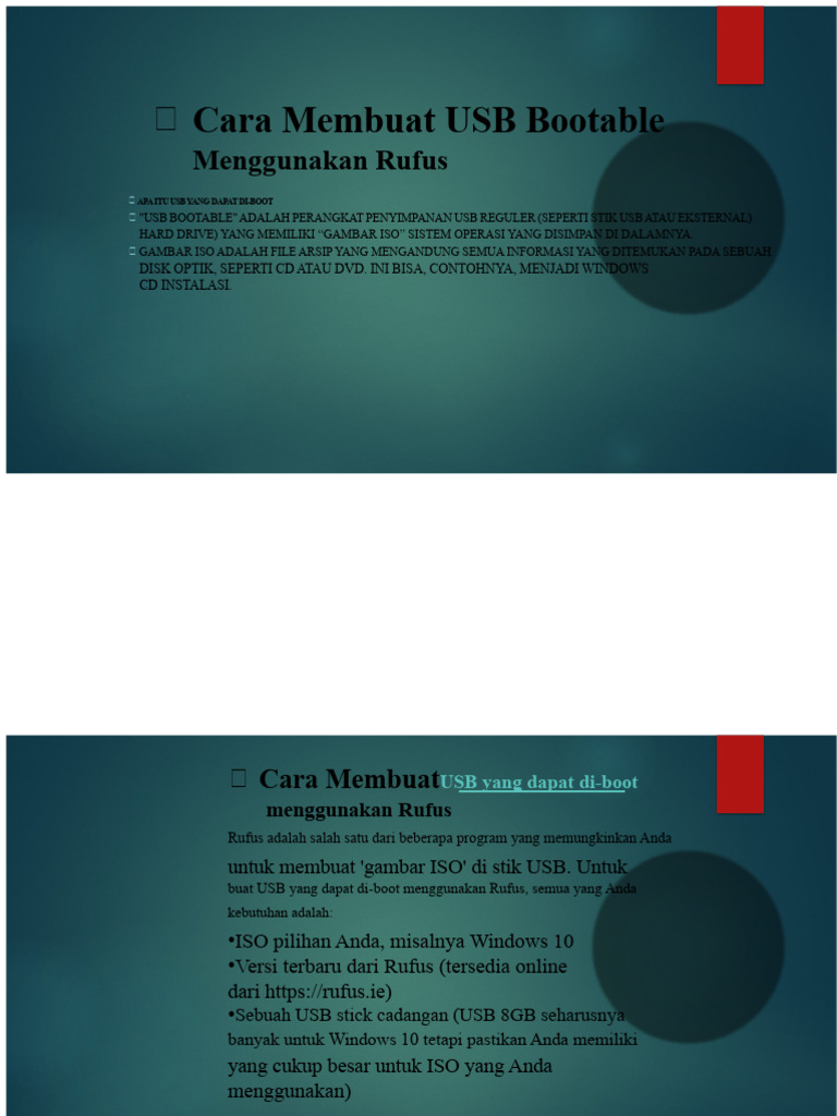 Cara Membuat USB Bootable Menggunakan Rufus. | PDF
