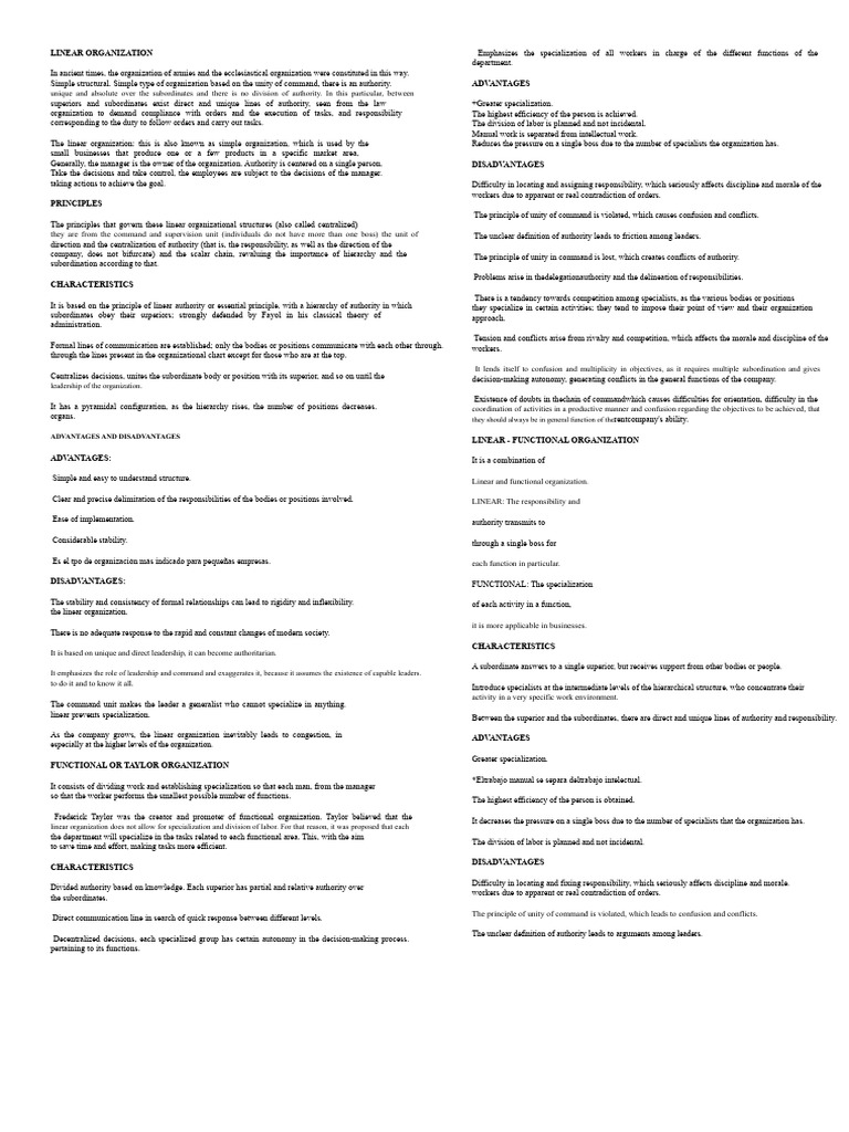 Linear Organization | PDF | Hierarchy | Social Psychology