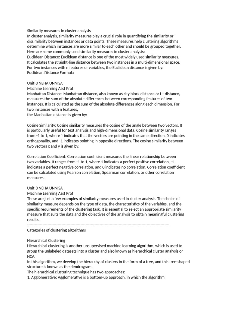 Similarity Measures in Cluster Analysis | PDF | Cluster Analysis | Applied Mathematics