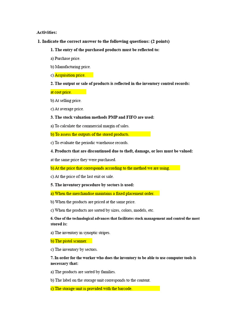 Inventory Valuation Activities | PDF | Inventory | Warehouse