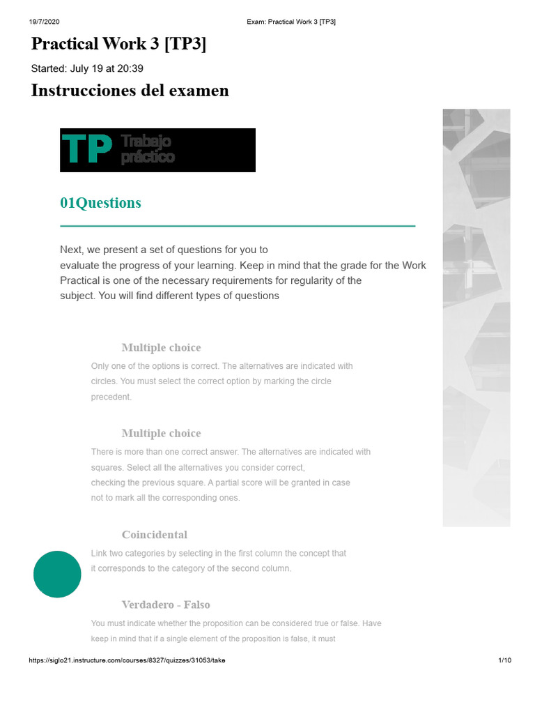 Practical Work 3 Exam Questions | PDF | Multiple Choice | Human Rights