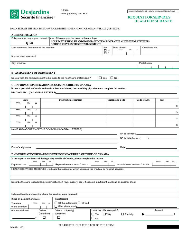 Health Insurance Benefits Application Form | PDF | Insurance