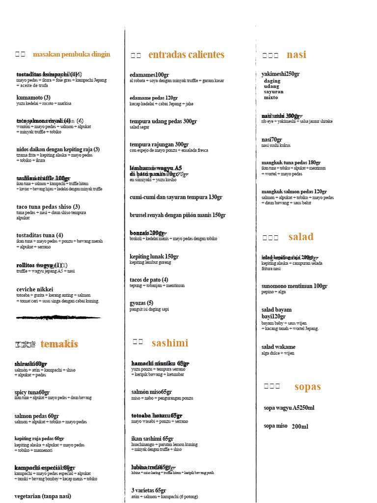 Menu Masakan Pembuka Dingin dan Hangat | PDF