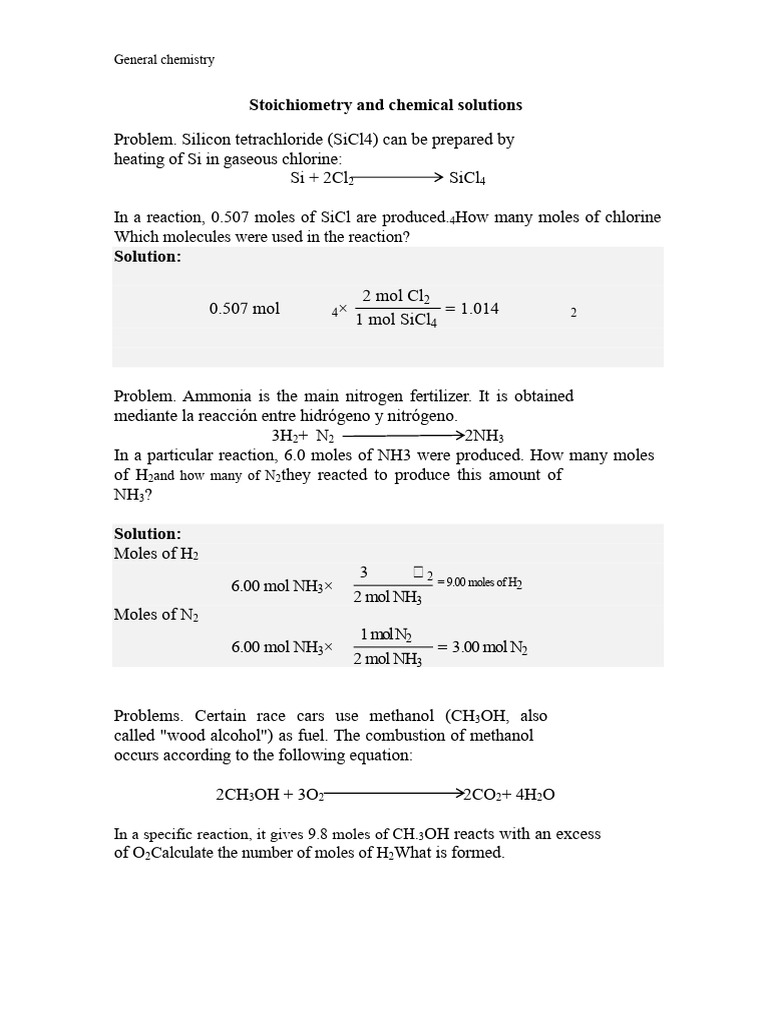 Stoichiometry and Chemical Solutions | PDF | Stoichiometry | Mole (Unit)