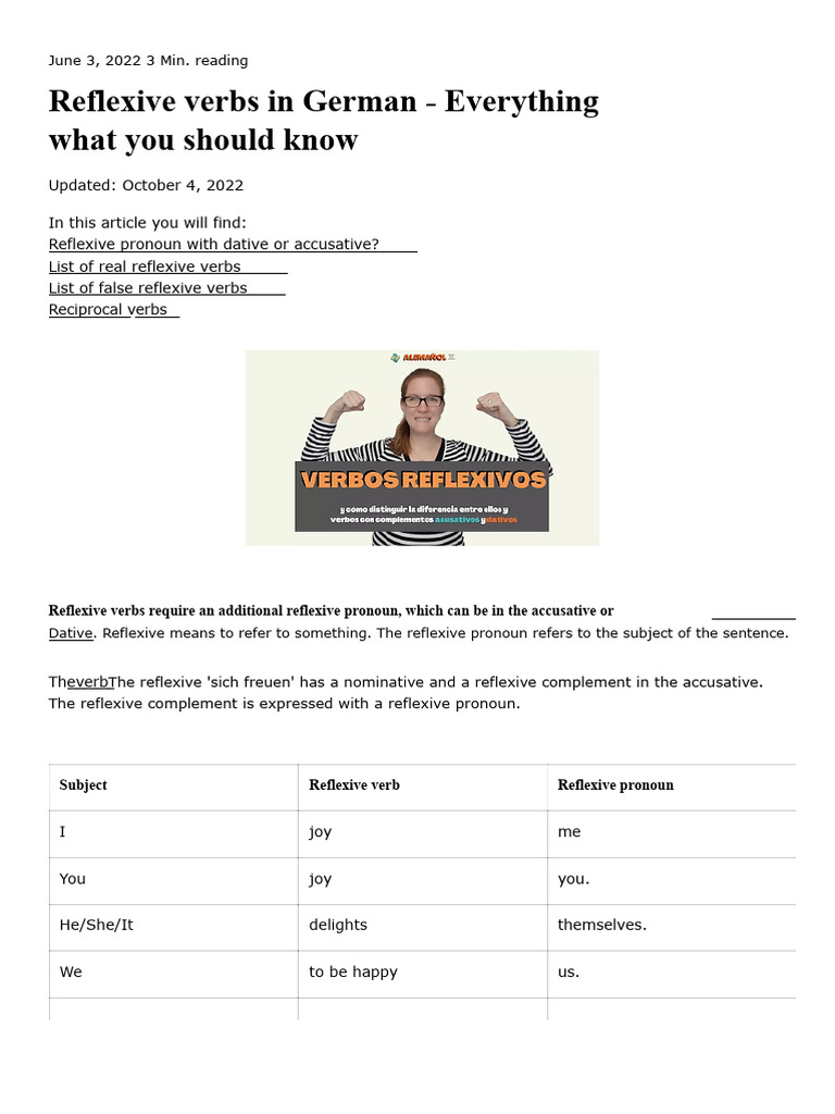 Reflexive verbs in German | PDF | Linguistics | Grammar