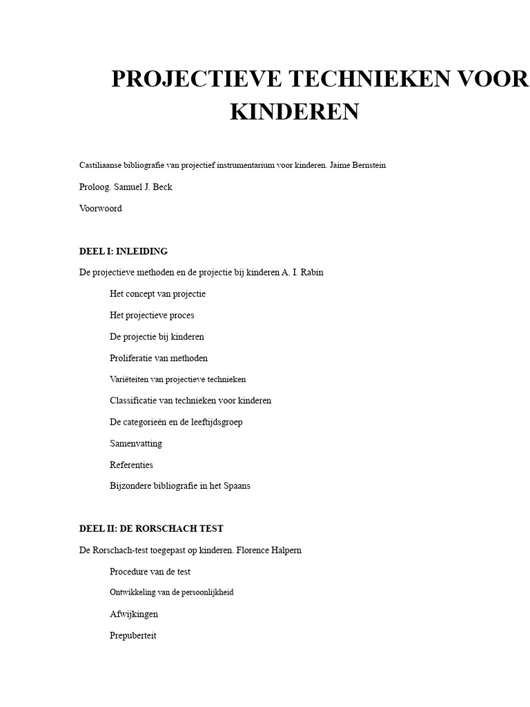 Projectieve Tests Voor Kinderen | PDF