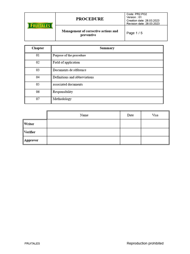 Corrective and Preventive Action Procedure | PDF | Evaluation