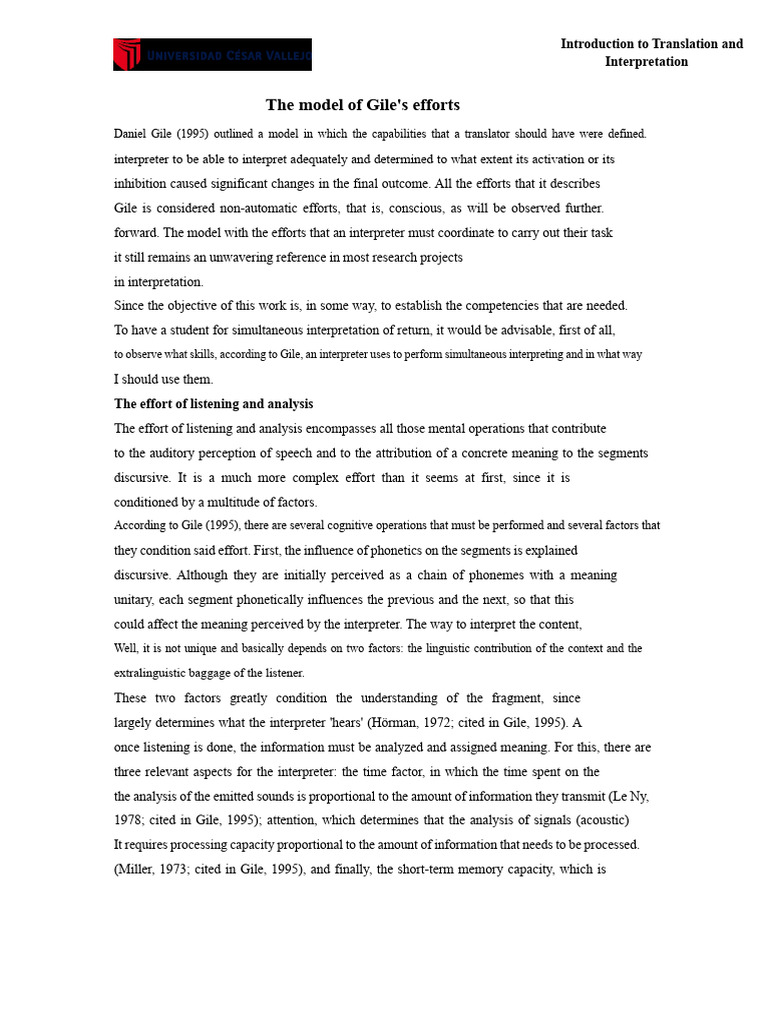The Gile Efforts Model | PDF | Information | Speech