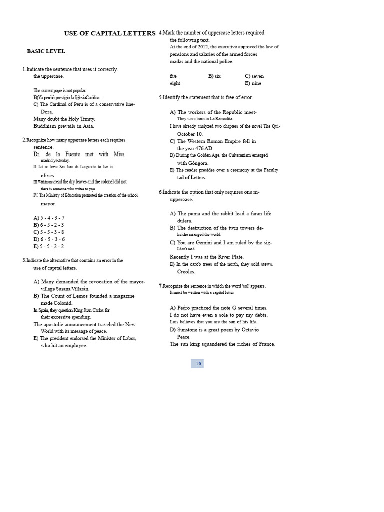 Use of Capital Letters | PDF