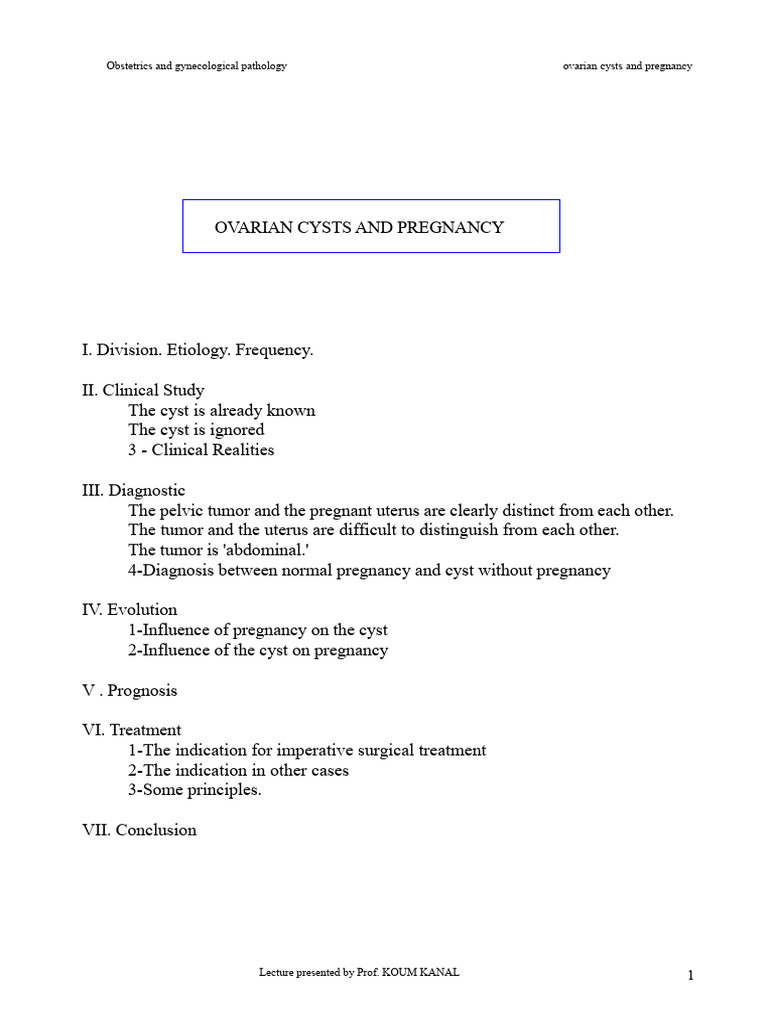 Ovarian Cyst and Pregnancy (Word) | PDF | Ovarian Cancer | Uterus
