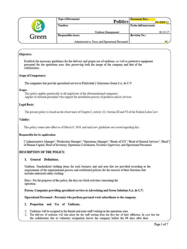 Uniform Management | PDF | Personal Protective Equipment