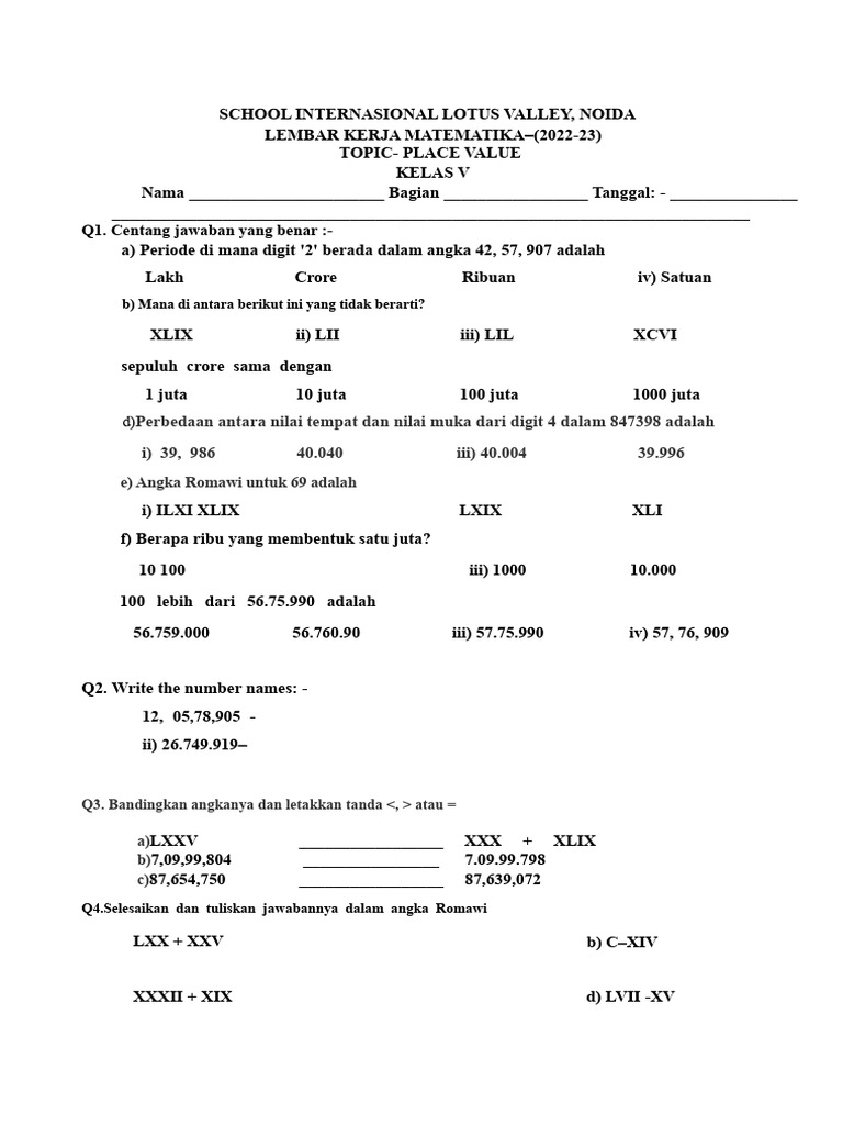 PL (Ace Value WKSH (22-23) | PDF