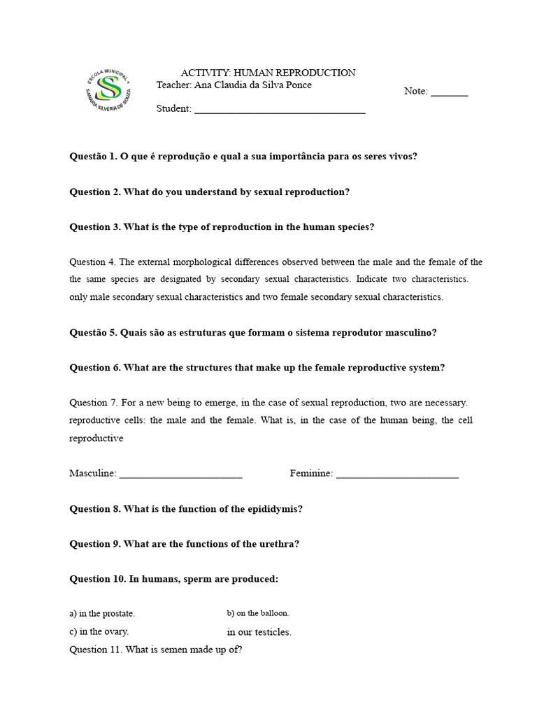 8th Grade - Human Reproduction | PDF | Menstrual Cycle | Reproductive ...