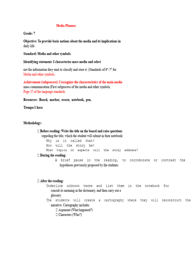Lesson Plan Communication Media | PDF | Methodology | Evaluation