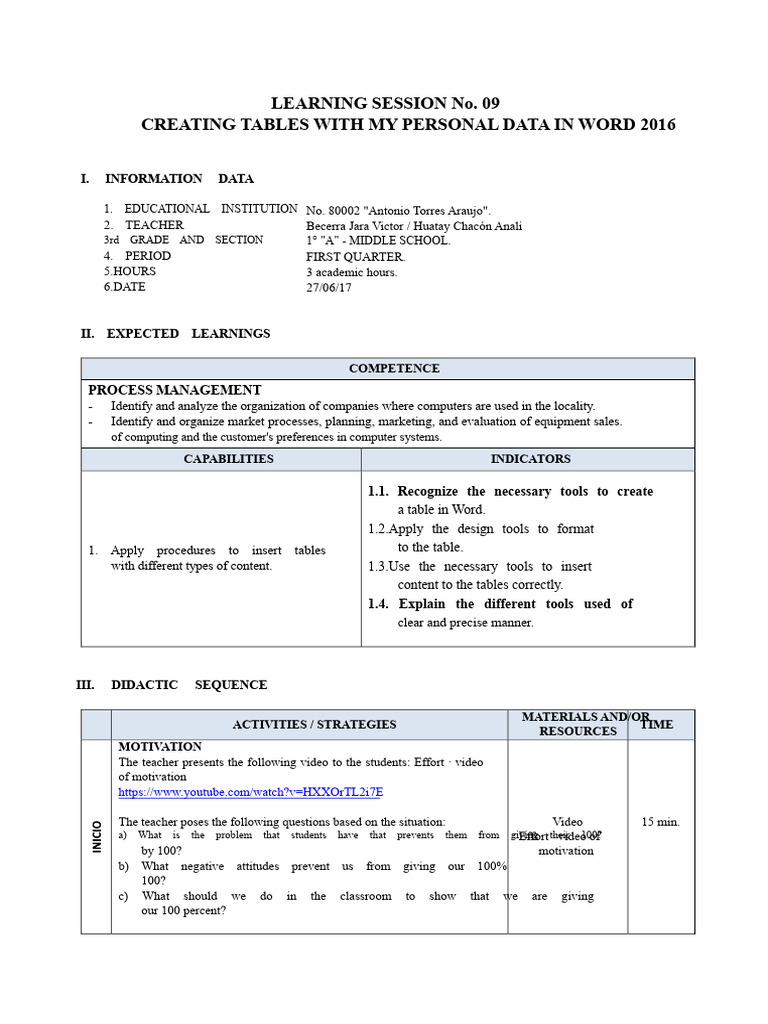 Create Tables in Word 2016 Guide | PDF | Brainstorming | Information