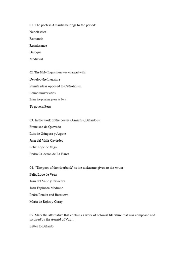 Colonial Literature Exam | PDF