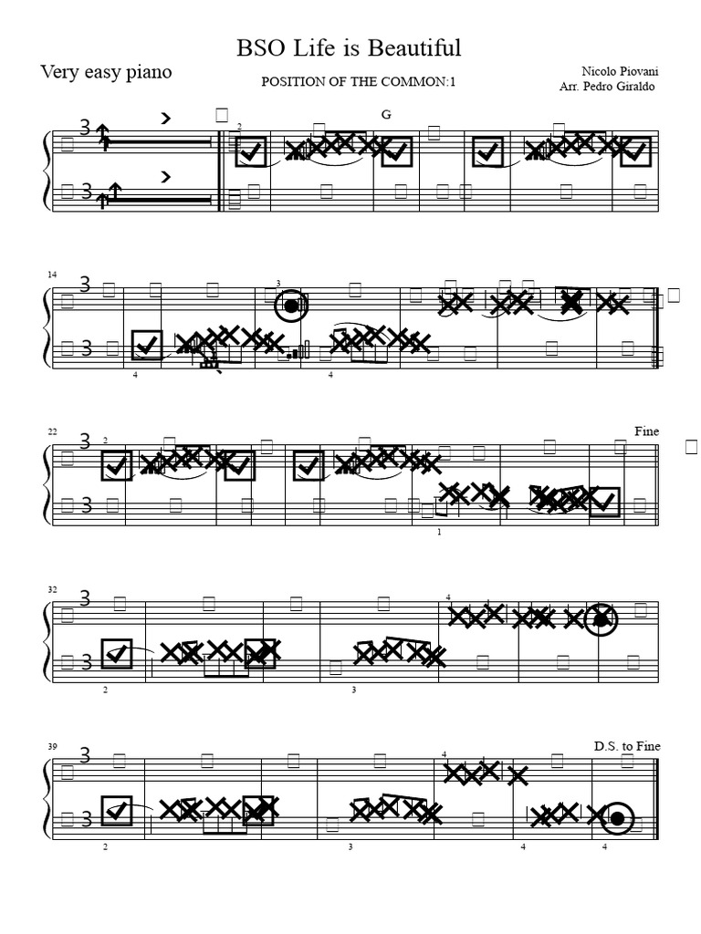 Soundtrack Life Is Beautiful - Very Easy Piano | PDF