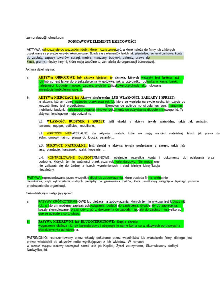 Podstawowe Elementy Rachunkowości | PDF