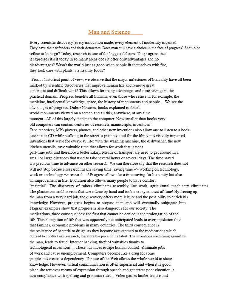 Man and Science | PDF | Science