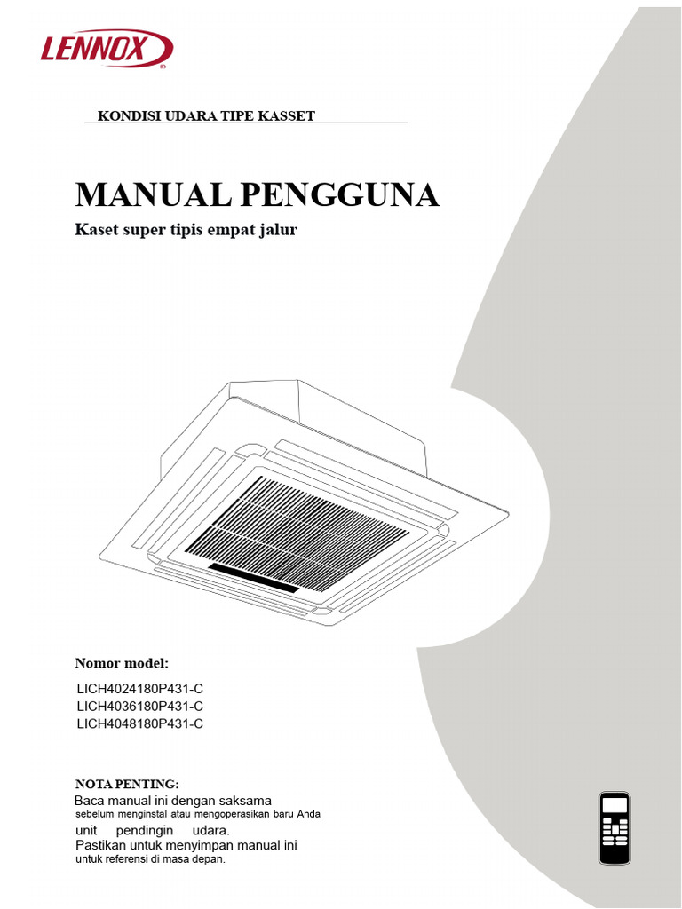 Manual Pengguna AC Kaset Tipe LICHA | PDF
