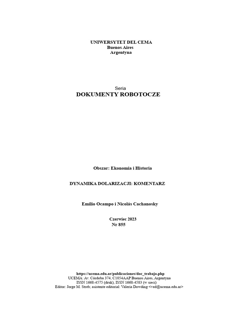 Plan Dolarizacji Emilio Ocampo | PDF