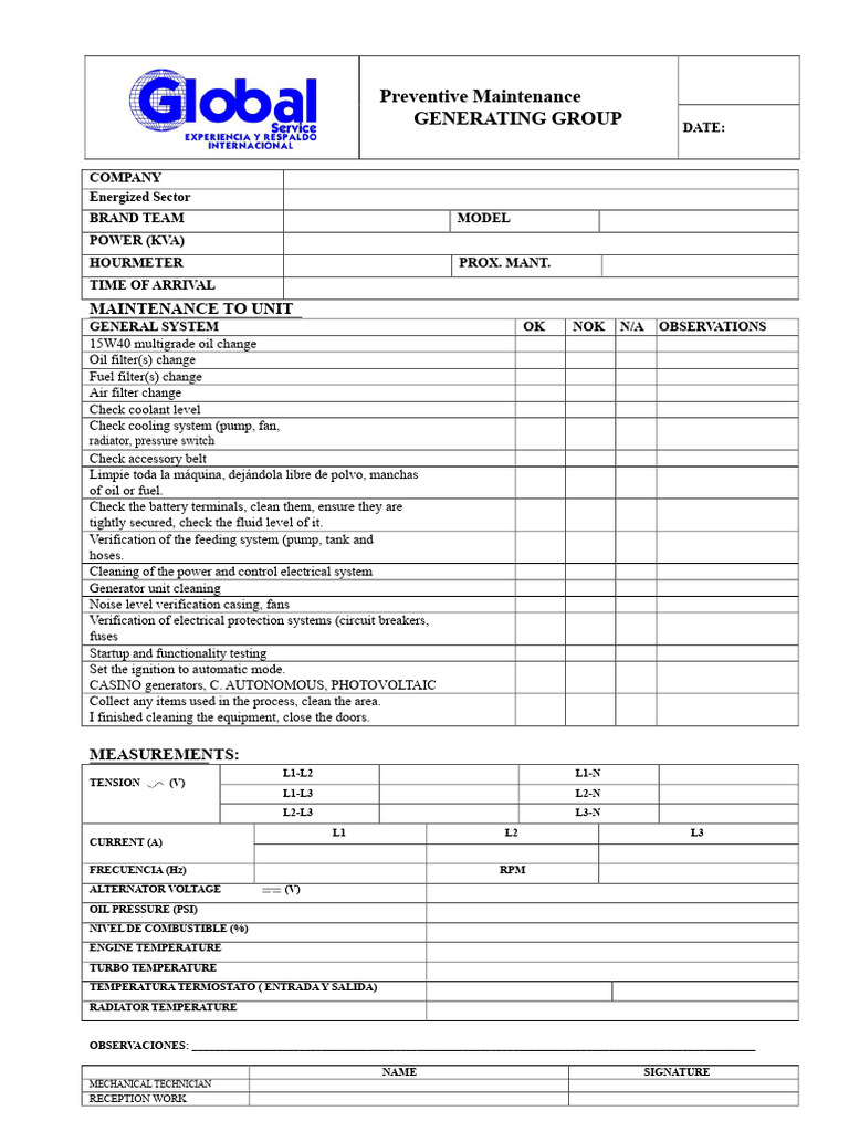 Generator Maintenance Guideline | PDF