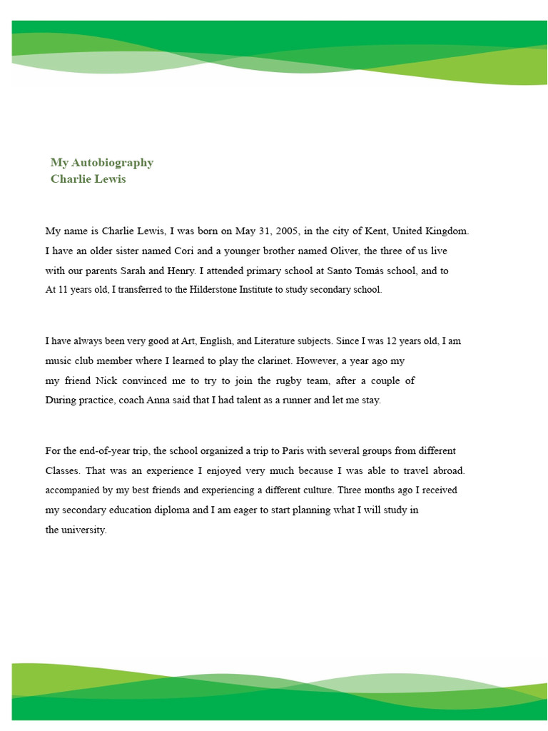 Example of A Short Autobiography | PDF